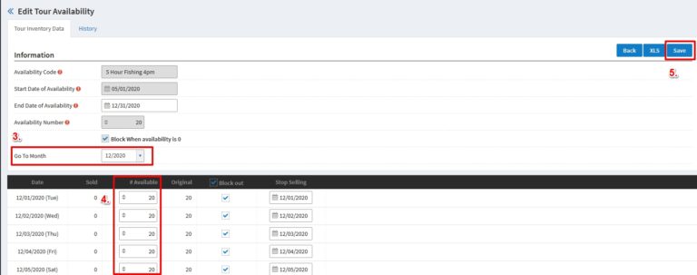 Adjusting Availability Number From The Tour Availability